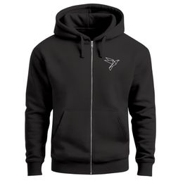 Neverless Sweatjacke 'Origami Vogel' Herren Gr&ouml;&szlig;e XL schwarz