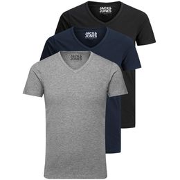 Jack & Jones Jack & Jones T-Shirt 'JJV-Neck' Herren Gr&ouml;&szlig;e M marine / graumeliert / schwarz
