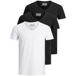 Jack & Jones Jack & Jones T-Shirt 'JJV-Neck' Herren Gr&ouml;&szlig;e S schwarz / wei&szlig;