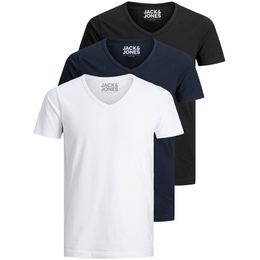 Jack & Jones Jack & Jones T-Shirt 'JJV-Neck' Herren Gr&ouml;&szlig;e L marine / schwarz / wei&szlig;