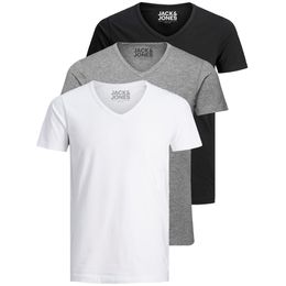 Jack & Jones Jack & Jones T-Shirt 'JJV-Neck' Herren Gr&ouml;&szlig;e XXL graumeliert / schwarz / wei&szlig;