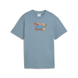 Puma T-Shirt Jungen Gr&ouml;&szlig;e 128 blue denim / gelb / orange / altrosa