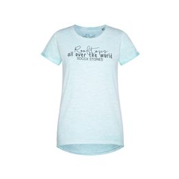 SOCCX T-Shirt im Used Look mit Label Prints Damen Gr&ouml;&szlig;e XXL hellblau