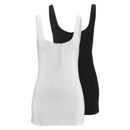 Melrose Tanktop (Packung, 2 St&uuml;ck) Damen Gr&ouml;&szlig;e XXL schwarz / wei&szlig;