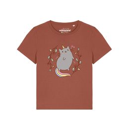 Watapparel T-Shirt 'Unicorn Cat' Damen Gr&ouml;&szlig;e L grau / rostrot