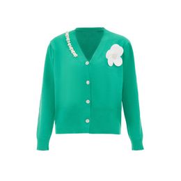 ZITHA Strickjacke Damen Gr&ouml;&szlig;e XS/S jade / wei&szlig;