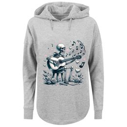 F4NT4STIC Sweatshirt 'Skelett spielt Gitarre, Musik, Liebe' Damen Gr&ouml;&szlig;e S grau / petrol / rosa