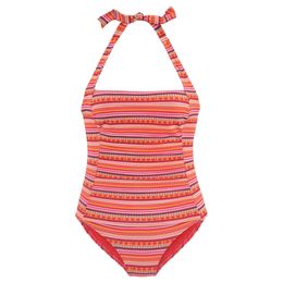 Lascana Badeanzug Damen Gr&ouml;&szlig;e XL hellblau / orange / pink / cranberry