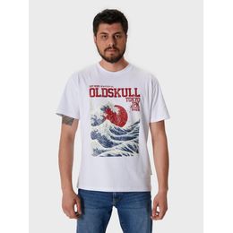 Oldskull T-Shirt 'Asian Big W' Herren Gr&ouml;&szlig;e XXXL enzian / karminrot / wei&szlig; / offwhite
