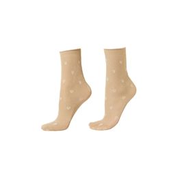 CALZEDONIA Socken 'GLITTER & HEARTS Valentine' Damen Gr&ouml;&szlig;e 36/41 beige / wei&szlig;