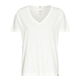 Camel Active T-Shirt mit V-Ausschnitt aus reiner Baumwolle Damen Gr&ouml;&szlig;e S wei&szlig;