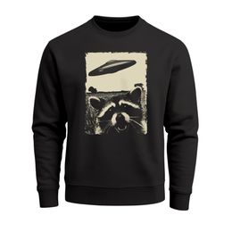 Neverless Sweatshirt 'Ufo Waschb&auml;r' Herren Gr&ouml;&szlig;e S schwarz