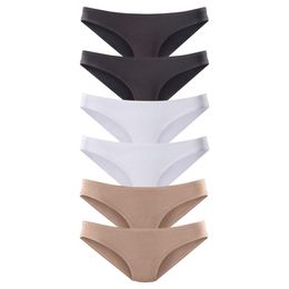 Vivance Bikinislips (6 Stck.) Damen Gr&ouml;&szlig;e XS creme / schwarz / wei&szlig;