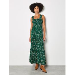 Apricot Ditsy Floral Smocked Maxi Dress ' ' Damen Gr&ouml;&szlig;e 40 gr&uuml;n Winterkleid