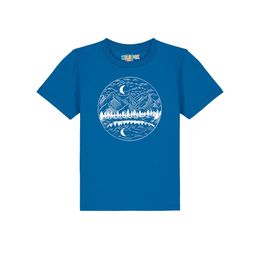 Watabout.kids T-Shirt 'Mountains by night' Jungen Gr&ouml;&szlig;e 134/146 royalblau / wei&szlig;