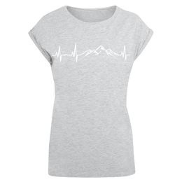 F4NT4STIC T-Shirt 'Mountain Heartbeat' Damen Gr&ouml;&szlig;e 5XL grau / wei&szlig;