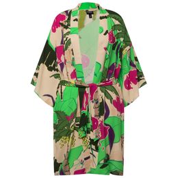 Ulla Popken Kimono Damen Gr&ouml;&szlig;e M/XL beige / apfel / tanne / fuchsia