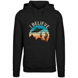 F4NT4STIC Sweatshirt 'I Believe UFO Alien Sonnenuntergang' Damen Gr&ouml;&szlig;e XS hellblau / hellgr&uuml;n / schwarz