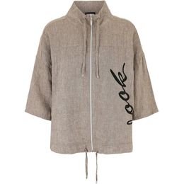 Doris Streich - Jacke mit Stehkragen, beige, Gr. 42 / M - Leinen