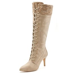 Lascana Schn&uuml;rstiefel Damen Gr&ouml;&szlig;e 38 beige Winterschuhe