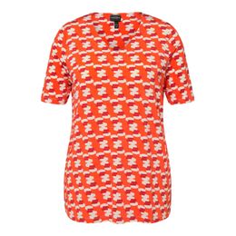 Ulla Popken Shirt Damen Gr&ouml;&szlig;e M/L dunkelorange / dunkelrot / wei&szlig;