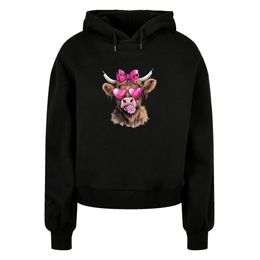 F4NT4STIC Sweatshirt 'Highland Cow Valentinstag Sonnenbrille' Damen Gr&ouml;&szlig;e M mischfarben / schwarz