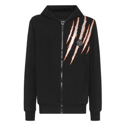 Plein Sport Sweatjacke 'Scratch' Herren Gr&ouml;&szlig;e L orange / schwarz / silber