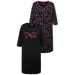 Ulla Popken Nachthemd Damen Gr&ouml;&szlig;e XL/XXL blau / pink / schwarz