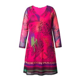 MIAMODA Kleid Damen Gr&ouml;&szlig;e 44 gr&uuml;n / neonpink / schwarz Winterkleid