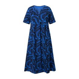 Ulla Popken Kleid Damen Gr&ouml;&szlig;e 58/60 blau / schwarz Winterkleid