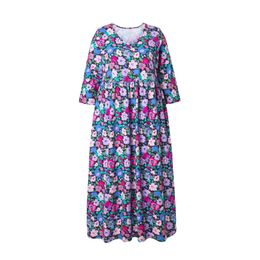Ulla Popken Kleid Damen Gr&ouml;&szlig;e 50/52 t&uuml;rkis / lila / orchidee / schwarz Winterkleid