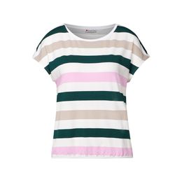 Street One T-Shirt Damen Gr&ouml;&szlig;e XL cappuccino / dunkelgr&uuml;n / helllila / offwhite