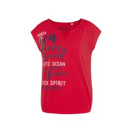 SOCCX &Auml;rmelloses Shirt mit Print und Elastiksaum Damen Gr&ouml;&szlig;e L rot