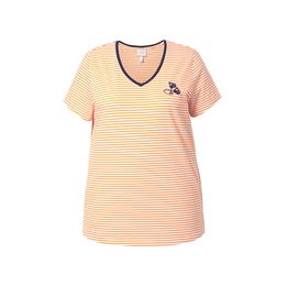 Ulla Popken Shirt Damen Gr&ouml;&szlig;e M/L marine / dunkelgelb / wei&szlig;
