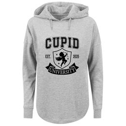 F4NT4STIC Sweatshirt 'Cupid University Valentinstag' Damen Gr&ouml;&szlig;e XL graumeliert / schwarz
