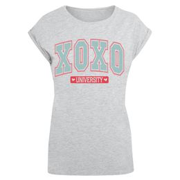 F4NT4STIC T-Shirt 'XOXO University Valentinstag' Damen Gr&ouml;&szlig;e M grau / mint / rot
