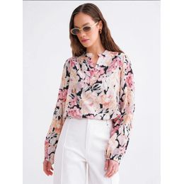 Mixray Bluse Damen Gr&ouml;&szlig;e S grau / apricot / rosa / schwarz