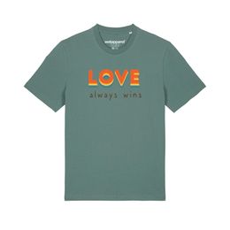 Watapparel Shirt 'Love always wins' Herren Gr&ouml;&szlig;e L gr&uuml;n / mischfarben