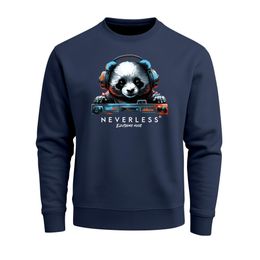 Neverless Sweatshirt 'Panda DJ' Herren Gr&ouml;&szlig;e 4XL navy