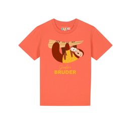 Watabout.kids T-Shirt 'Faultier Gro&szlig;er Bruder' Jungen Gr&ouml;&szlig;e 98/104 mischfarben / orange