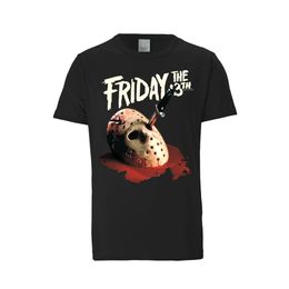 logoshirt T-Shirt 'Friday The 13th' Herren Gr&ouml;&szlig;e XS dunkelrot / schwarz / wei&szlig;