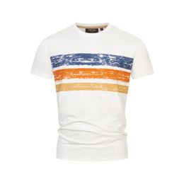 INDICODE Jeans T-Shirt 'Asbjorn' Herren Gr&ouml;&szlig;e L blau / gelb / orange / wollwei&szlig;