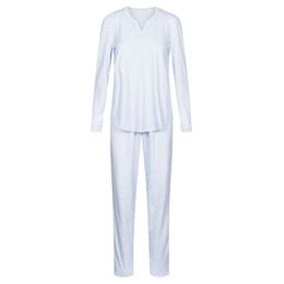 R&ouml;sch R&ouml;sch Pyjama ' Mustermix ' Damen Gr&ouml;&szlig;e S hellblau / wei&szlig; Winterkleid