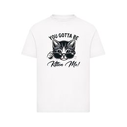 F4NT4STIC T-Shirt 'K&auml;tzchen You Gotta Be Kitten Me!' Jungen Gr&ouml;&szlig;e 122/128 grau / schwarz / wei&szlig;
