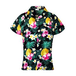 King Kameha Bluse 'Pineapple Flowers' Damen Gr&ouml;&szlig;e S schwarz