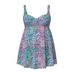 Ulla Popken Badeanzugkleid Damen Gr&ouml;&szlig;e M/L navy / mint / lila / pink