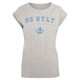 F4NT4STIC T-Shirt 'Go Sylt Knut & Jan Hamburg' Damen Gr&ouml;&szlig;e L blau / grau
