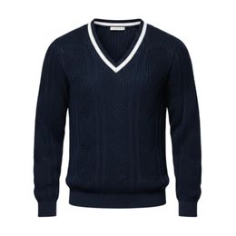 Ombre Pullover 'OM-SWSW-0151' Herren Gr&ouml;&szlig;e M dunkelblau / wei&szlig;