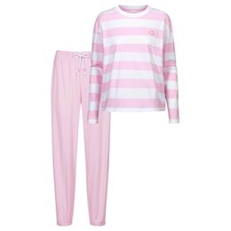 Mey Pyjama 'Streaked Lines' Damen Gr&ouml;&szlig;e S rosa Winterkleid