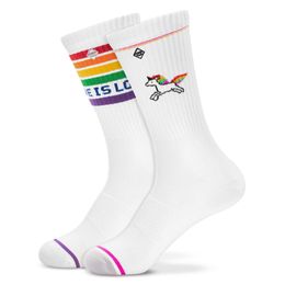 J.clay Tennissocken Set Love is Love, Einhorn Doppelpack Unisex Made in EU Damen Gr&ouml;&szlig;e 43/46 wei&szlig;